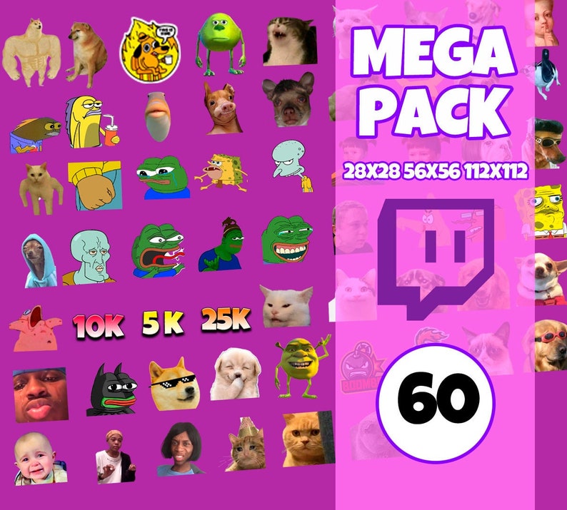 60 Cute Twitch Emotes Ultimate Pack / Emotes Streamers Gamers Discord ...