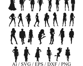 Model Silhouette SVG, Model SVG, Model Clipart, Clipart for Modeling ...