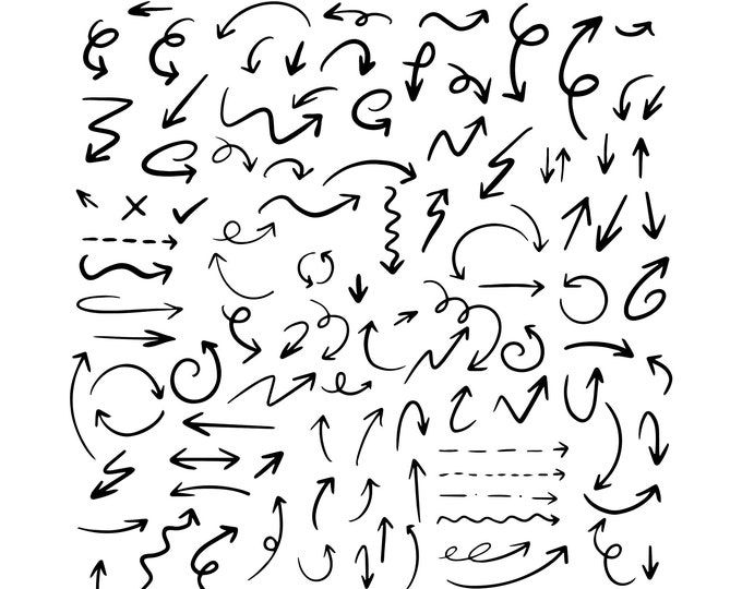 83 Doodle Arrows SVG Bundle, Hand Drawing Arrows SVG, Circle Arrow Svg ...