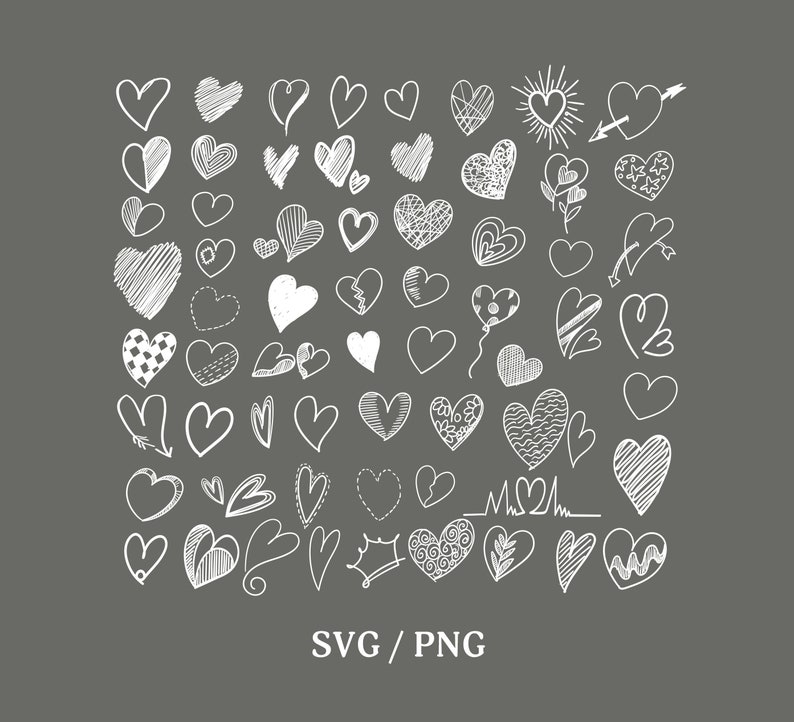 60 Heart SVG Bundle Sketch Heart Svg Hearts Svg - Etsy