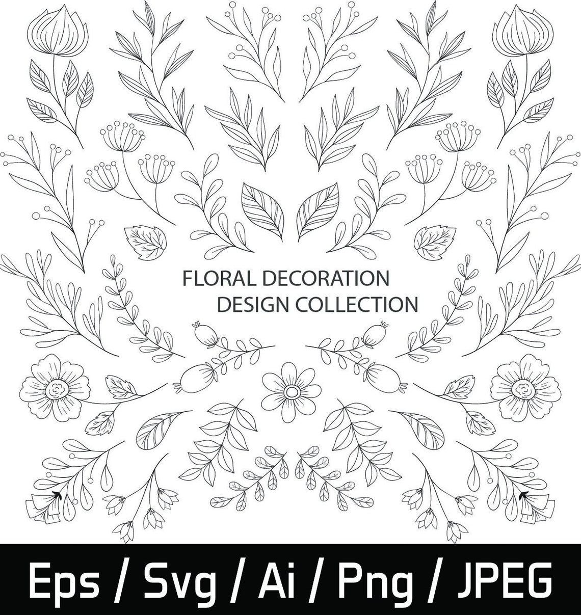 Floral Svg Flora Svg Bundle Hand Drawn Floral Svg for - Etsy