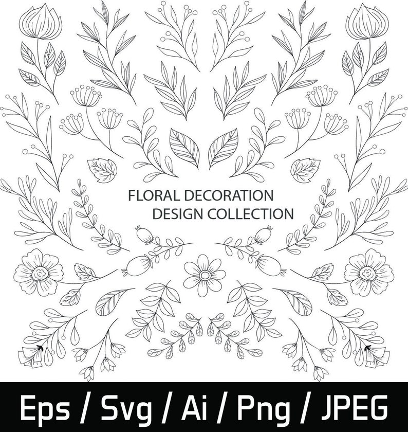 Floral Svg Flora Svg Bundle Hand Drawn Floral Svg for - Etsy