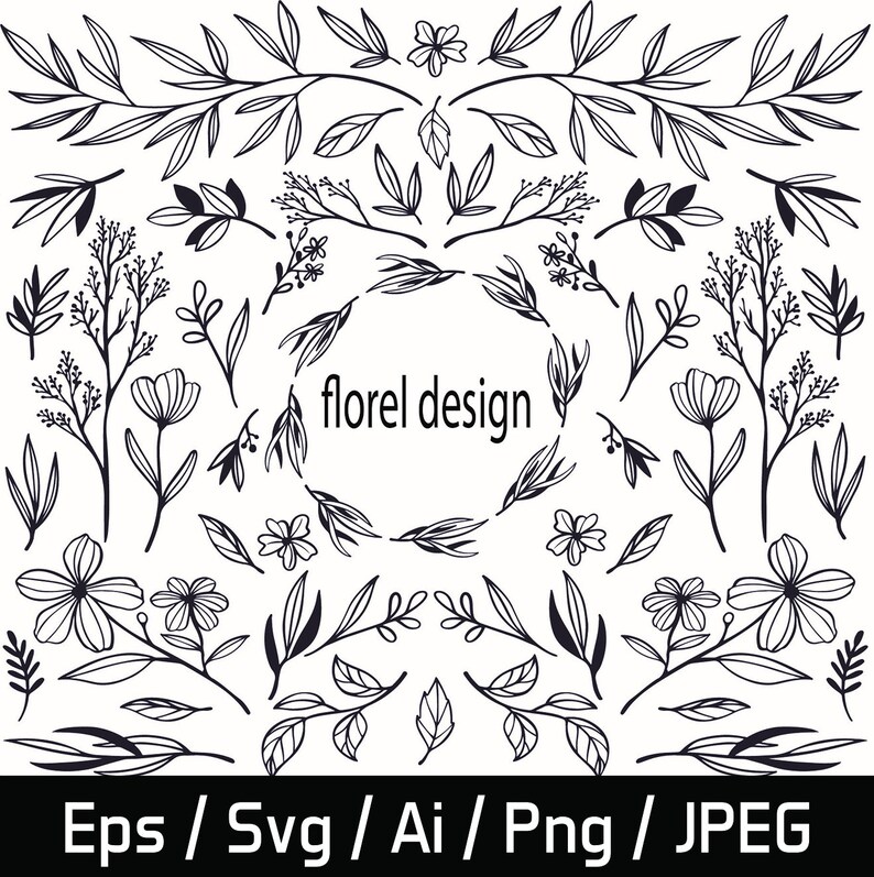 Leaves Svg Bundle Hand Drawn Leaves Svg for Wedding | Etsy