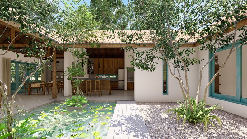 Center Courtyard House Design Interior Design Traditional - Etsy