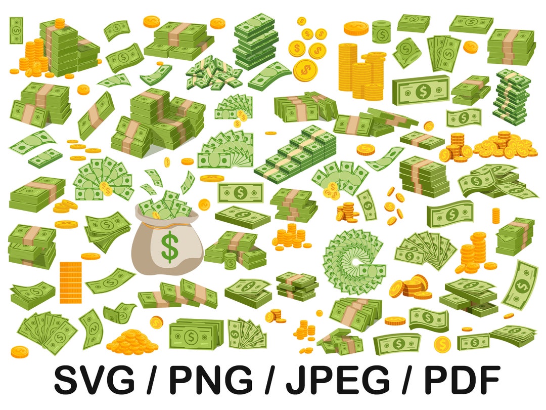 Money Bundle, Money Bundle, Coin, Coin Svg, Png, Doller Bag Svg, Doller ...