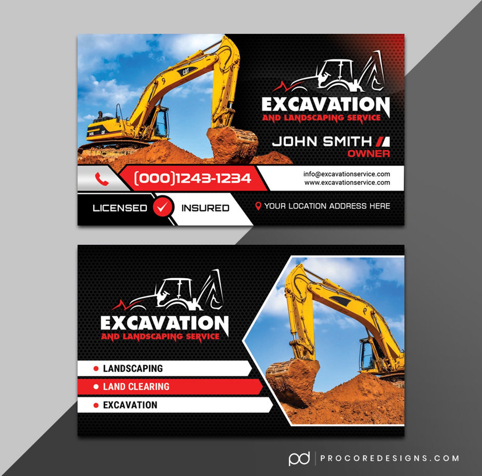 Landing Service Card Design Excavation Custom Business Card - Etsy