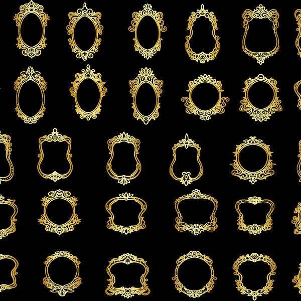Gold Border Clipart - Etsy