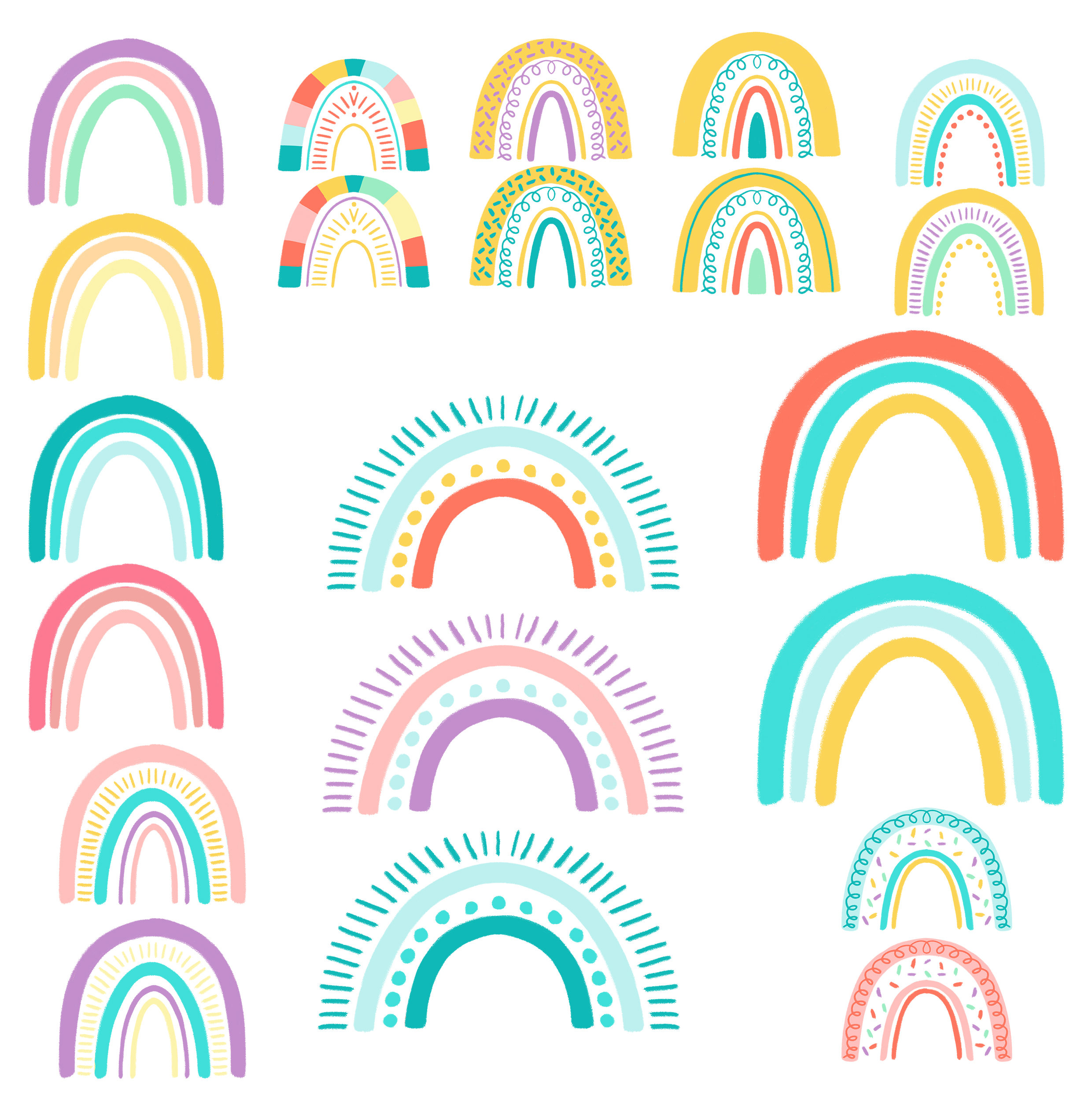 Boho Rainbow PNG Bundle 10 Rainbows PNG HIGH Colty Pastel - Etsy