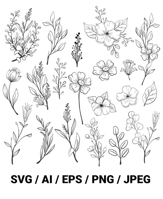 21 Flower Svg Wildflower Svg Flowers and Leaf Botanical - Etsy Australia