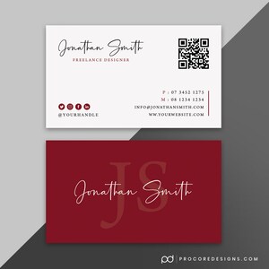 Editable Business Card Template , Red Business Card, Red Business Cards ...