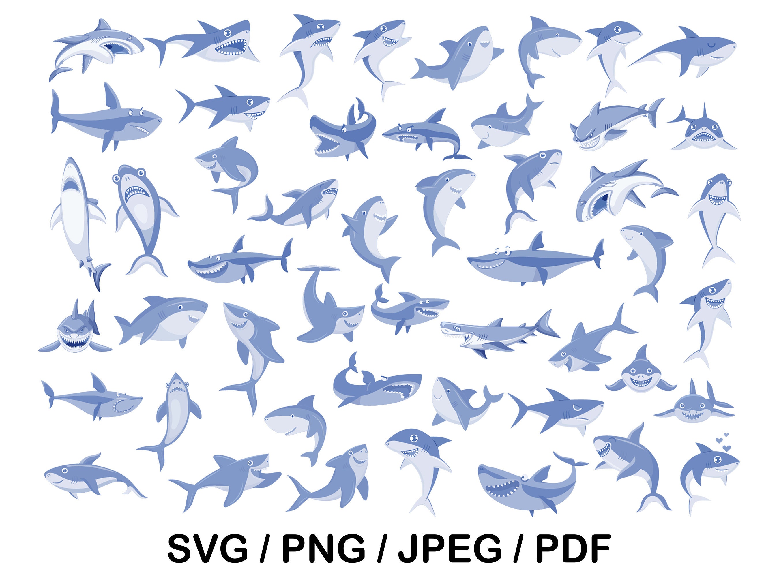 Shark Svg Bundle Shark Colorful Svg White Shark Hammerhead - Etsy