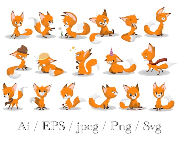 Cute Cartoon Red Fox Set SVG Fox Logo Fox Svg Wildlife - Etsy