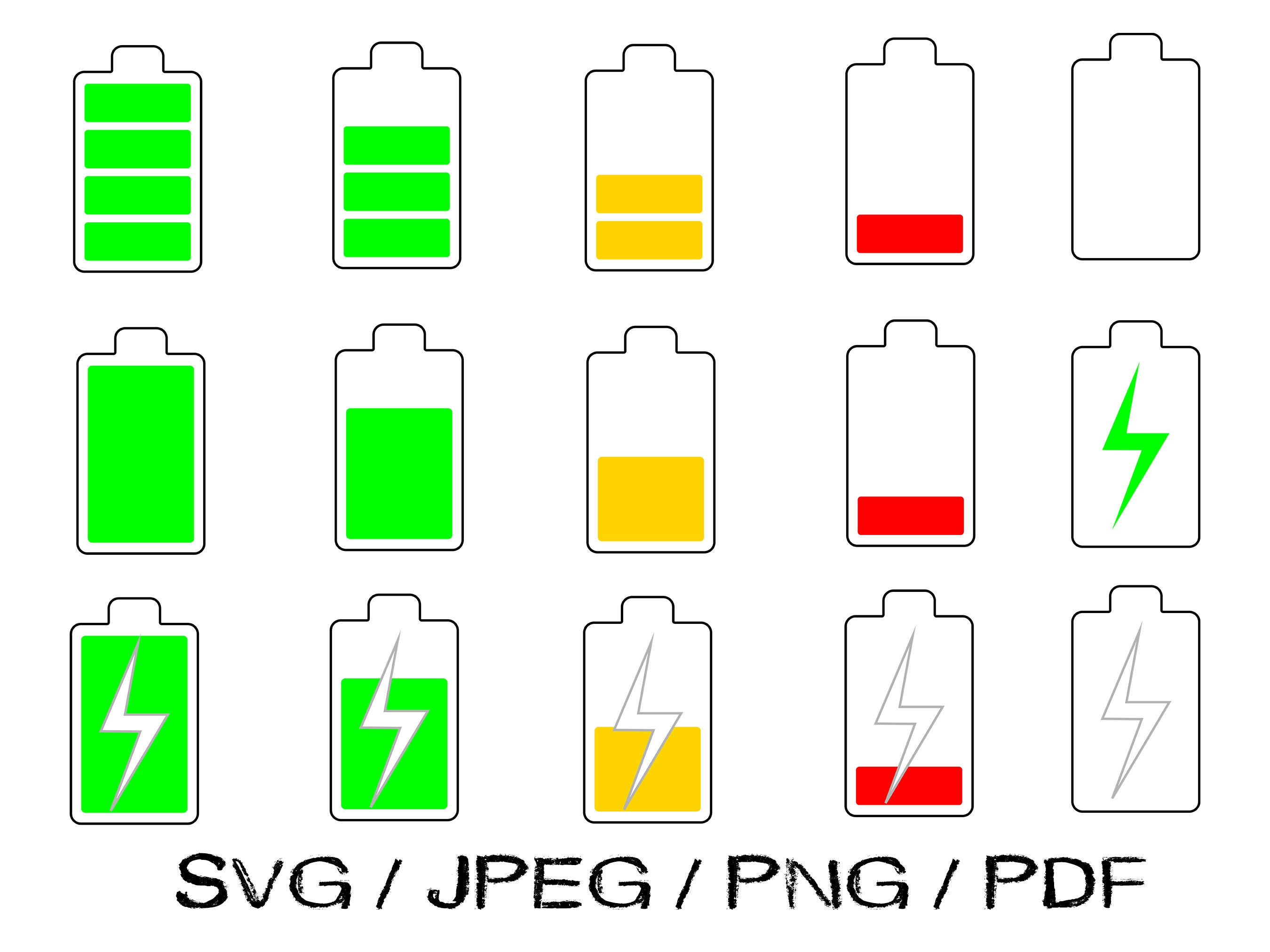 Battery Svg Bundle Battery Silhouette Low Battery Svg - Etsy
