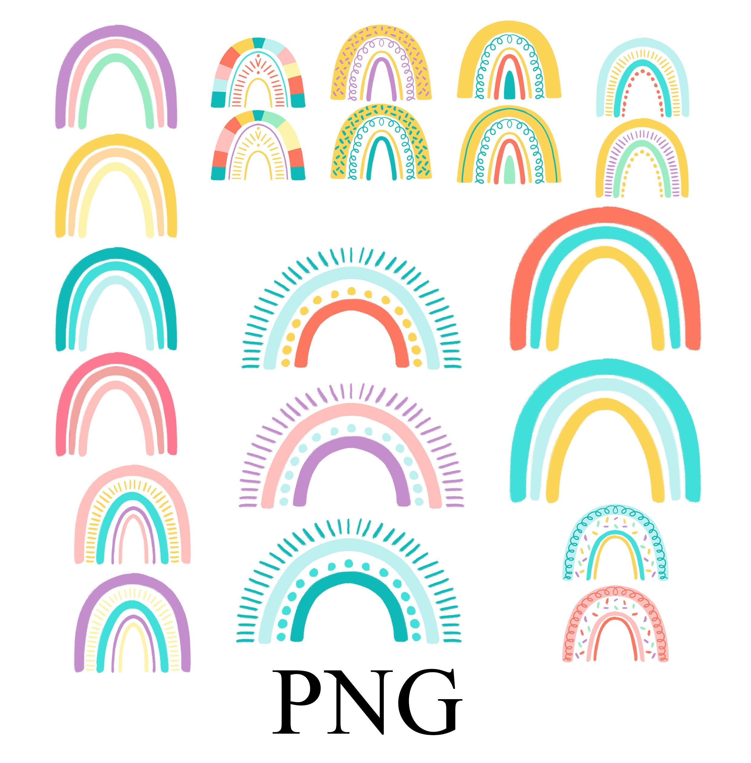 Boho Rainbow PNG Bundle 10 Rainbows PNG HIGH Colty Pastel - Etsy