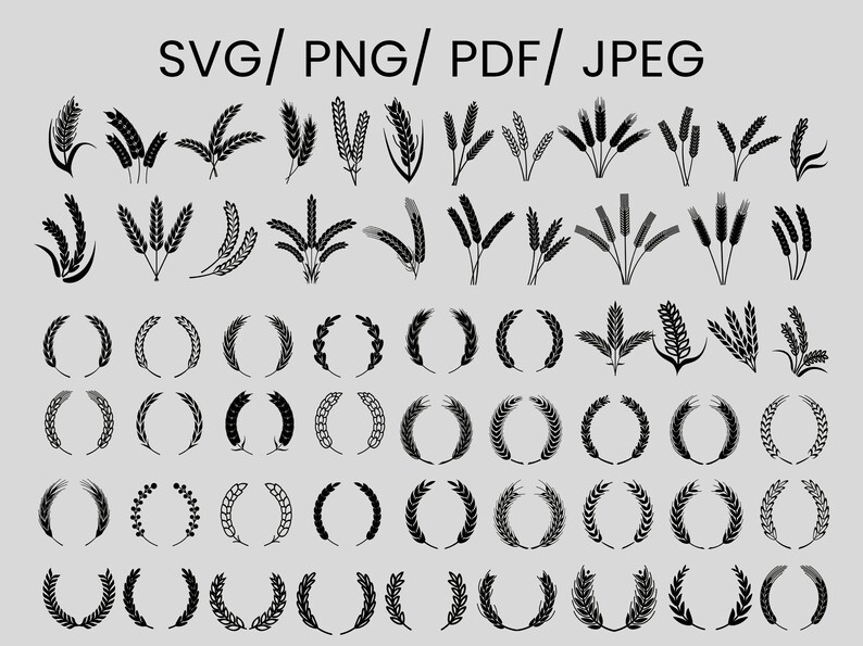Wheat SVG Grain Svg Wheat Clipart Grain Black Svg Hand - Etsy