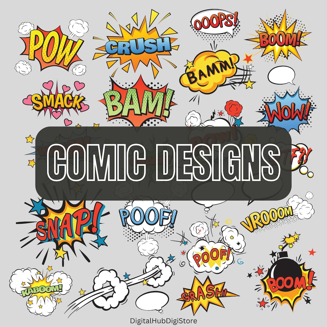 24 Comic Bubbles, Comic Book Cliparts, Cartoon Style, Comic Style ...