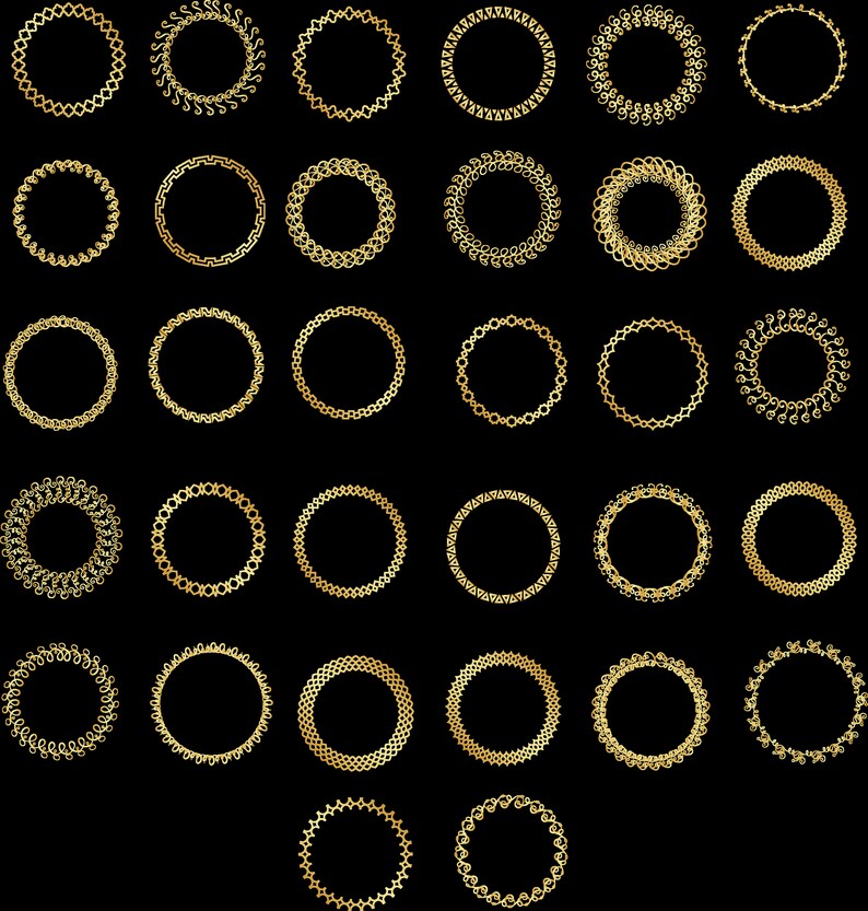 32 Golden Rounded Frames PNG Circle Round Golden Border - Etsy