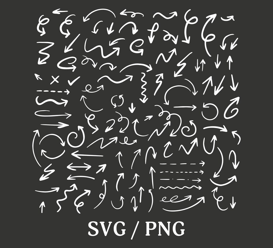 100 White Hand Drawn Arrow Svg Bundle Arrow Svg Bundle Hand - Etsy