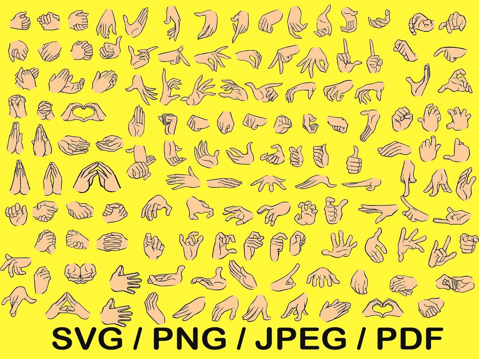 Hands Collection , Hands Bundle, Hands Hand Drawing Clip Art, Hands ...