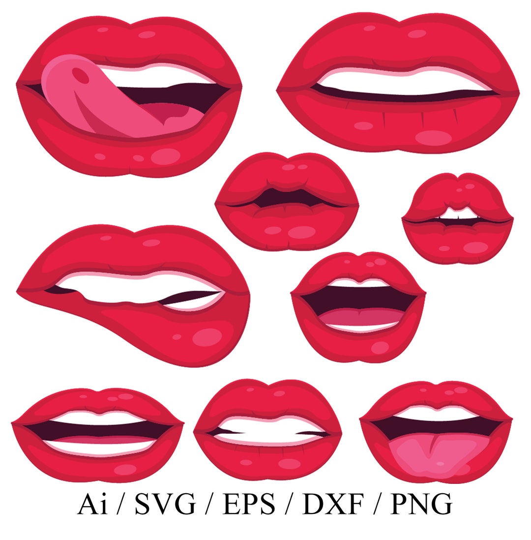 Sexy Lips Svg Lips Tongue Vector Ai Circuit Vinyl Svg Files For Circuit And Silhouette Lips