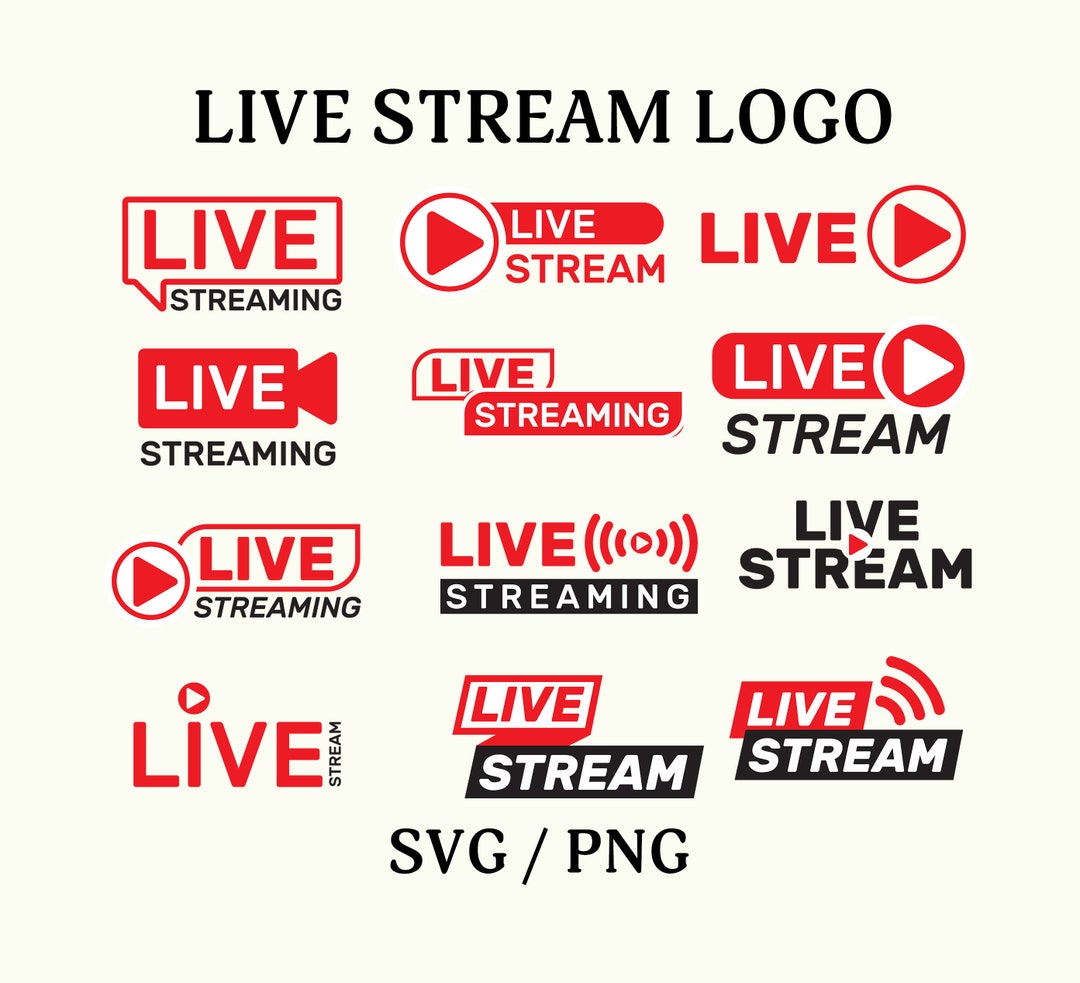 12 Live Stream Logo Set, Live Streaming Vector Clipart, Live Streaming ...