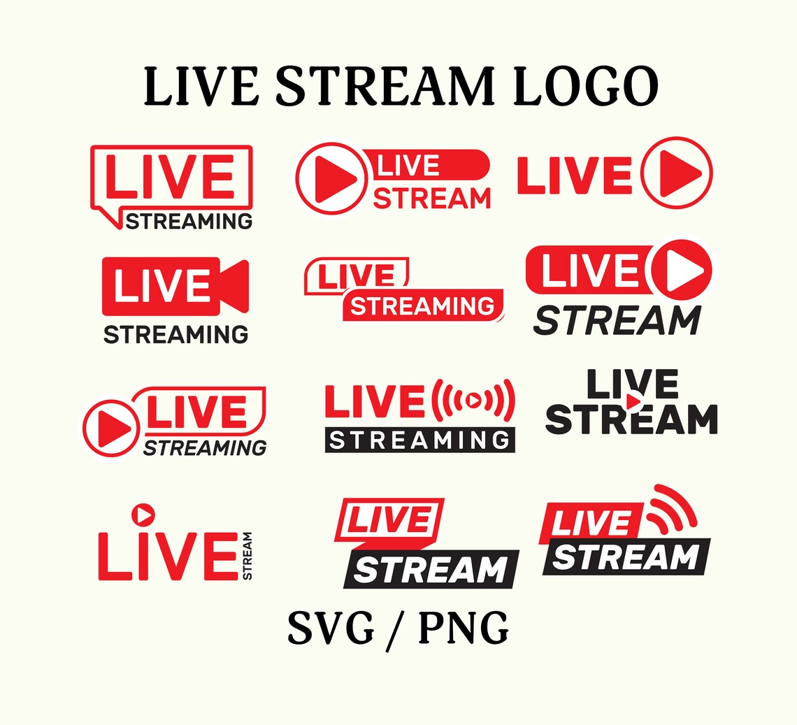 12 Live Stream Logo Set Live Streaming Vector Clipart Live - Etsy