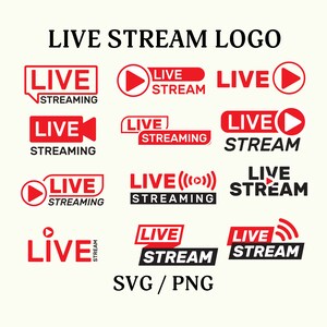 12 Live Stream Logo Set, Live Streaming Vector Clipart, Live Streaming ...