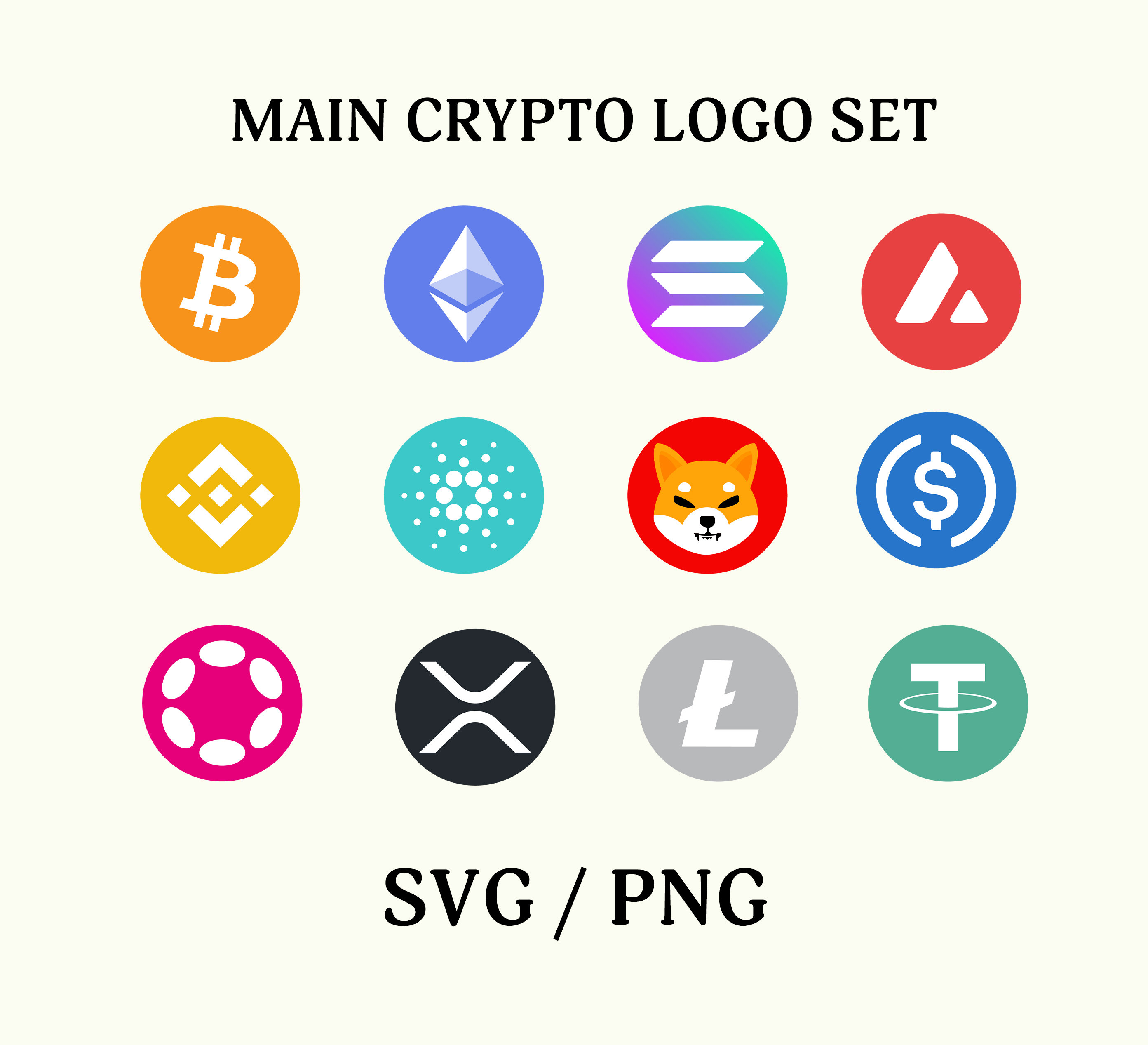 Main Crypto Logo Set Svg, Cryptocurrency Svg, Cryptocurrency Logo ...
