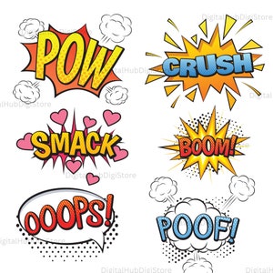 Bundle of 24 Comic Bubbles, Comic Book Cliparts, Cartoon Style, Comic ...