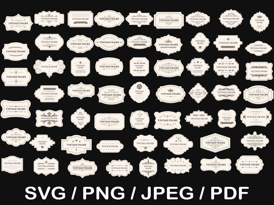 Vintage Name Frames Bundle, Frame SVG, Frame Collection, Vintage Frames ...