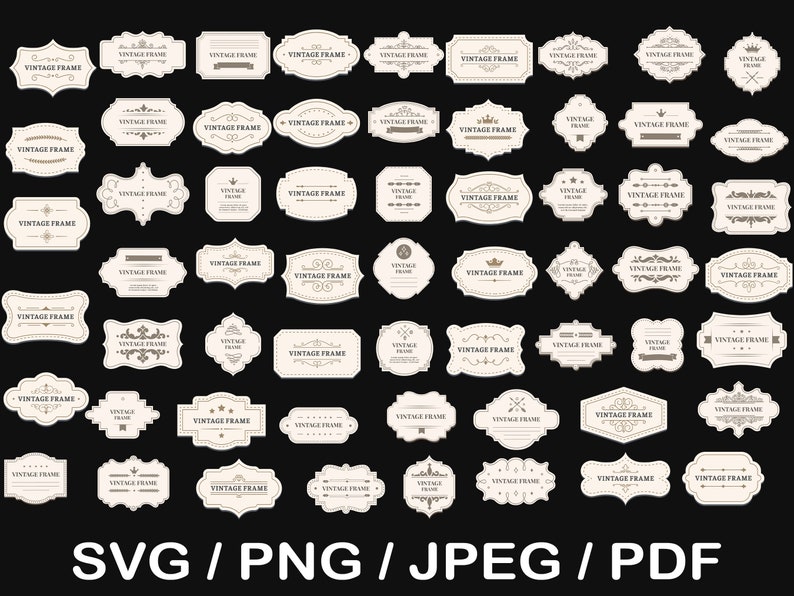 Vintage Name Frames Bundle Frame SVG Frame Collection - Etsy