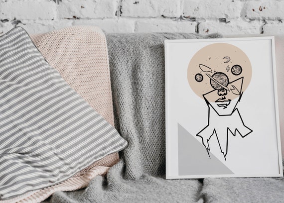 Half face abstract art Digital art wall art print mental | Etsy