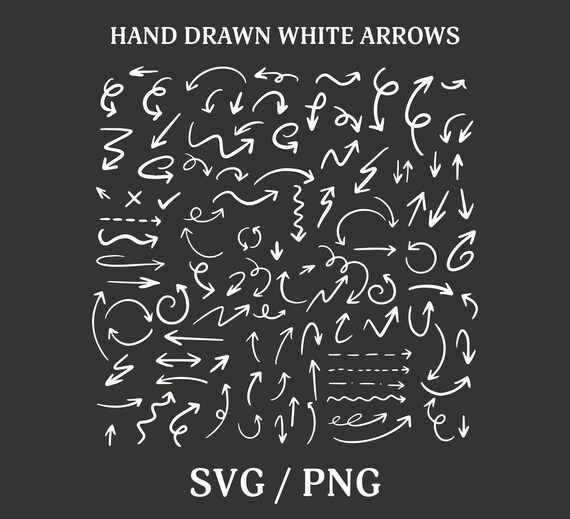 100 White Hand Drawn Arrow Svg Bundle Arrow Svg Bundle Hand - Etsy