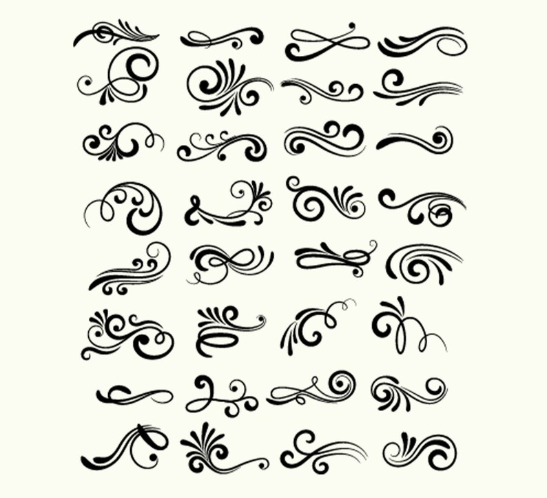 20 Swirl Bundle Flourish SVG Swoosh Bundle Svg Swirl SVG - Etsy