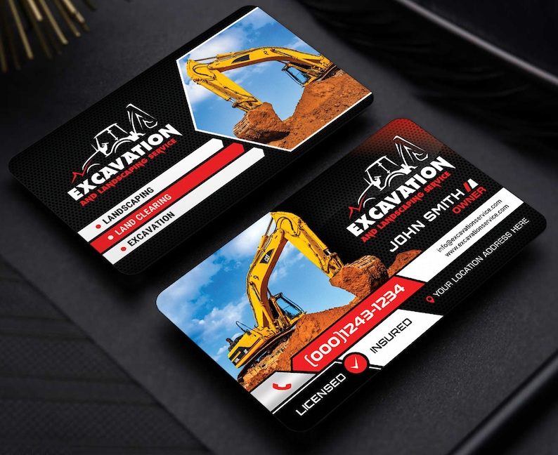 Excavation Business Card Design for Landing Service Card - Etsy