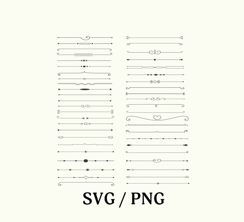 40 Dividers Underline Elements, Decorative Elements, Bundle Swashes ...