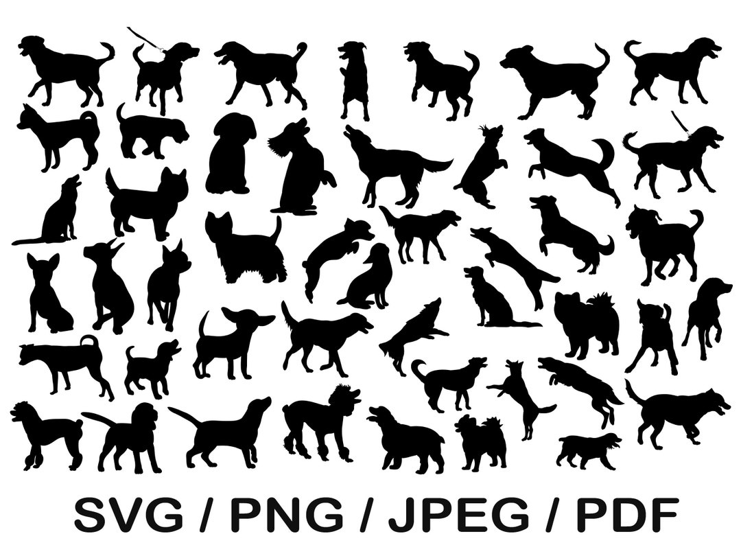 Dog Breed Silhouette, Dog Breed SVG, Dog Silhouette Png, Dog Breeds ...