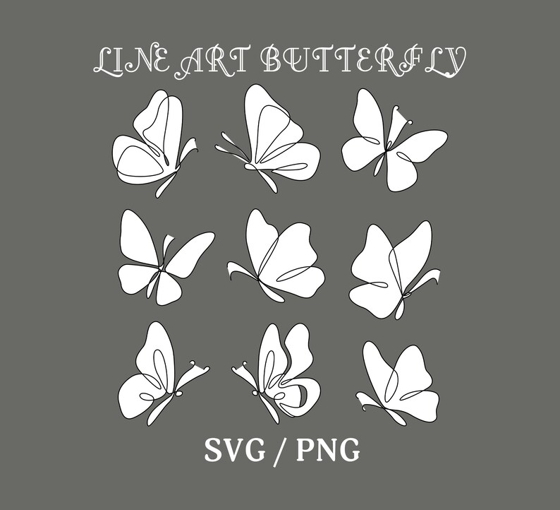 9 White Butterflies Line Art Svg Butterfly Line Art Clipart - Etsy