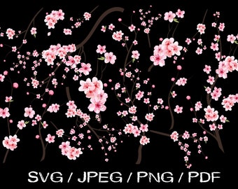 Cherry Blossom Svg, Sakura Svg, Cherry Blossom Png, Pink Flower Tree ...