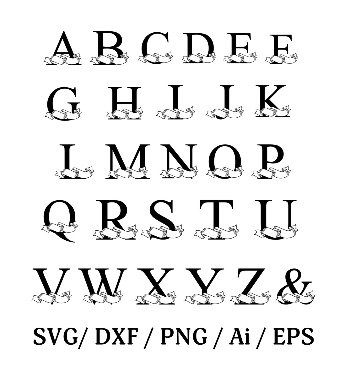 Banner Alphebet, Banner Png, Banner Vector, Ribbon Banner Letters ...