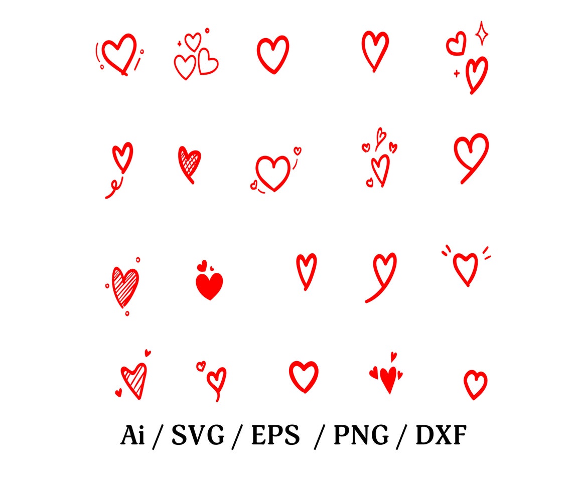 Red Heart Svg Bundle Red Heart Svg Hand Drawn Heart Svg - Etsy