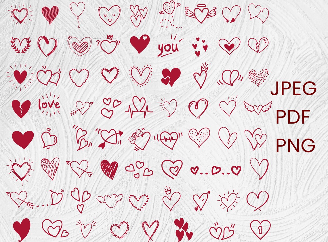 70 Hand Drawn Red Heart Svg Red Heart Bundel SVG RED HEART - Etsy
