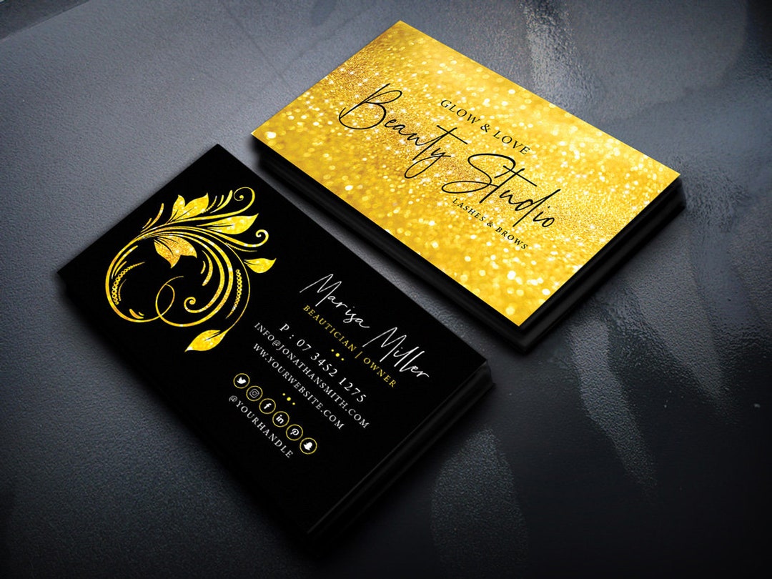 Beautician Professional Golden Business Card, Professional Golden ...