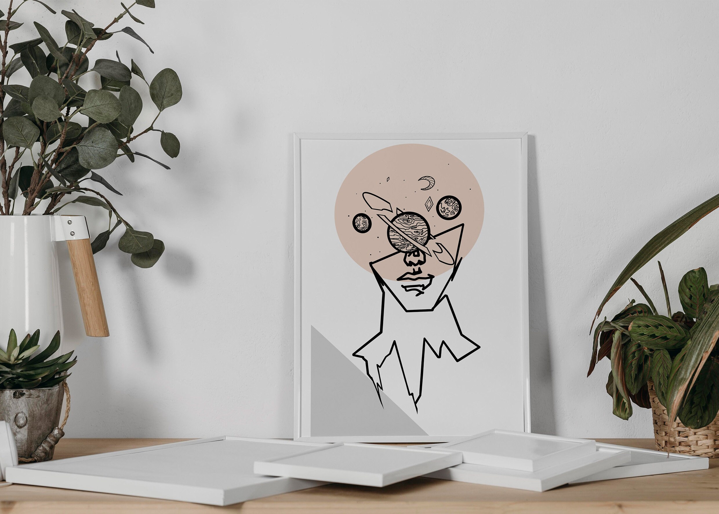 Half Face Abstract Art Digital Art Wall Art Print Mental | Etsy