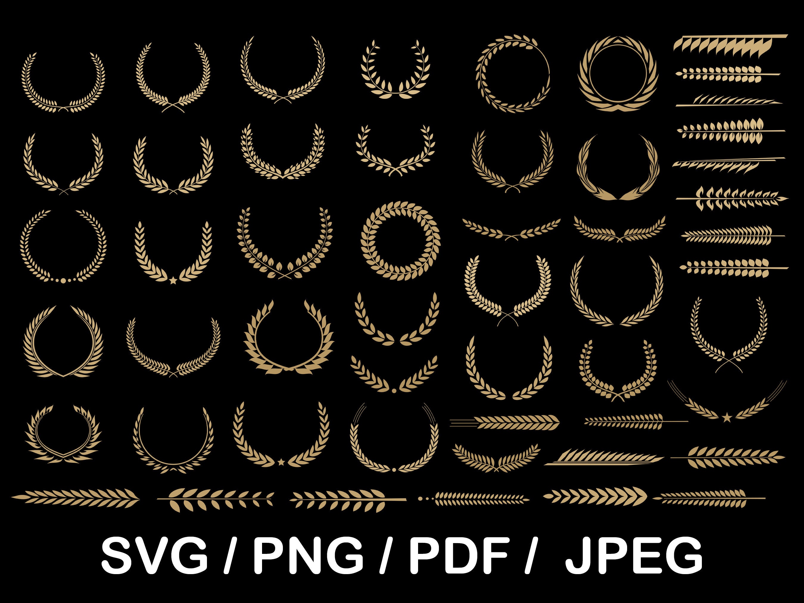 Gold Wreaths and Laurels Clipart Golden Wreath Gold Wreath - Etsy