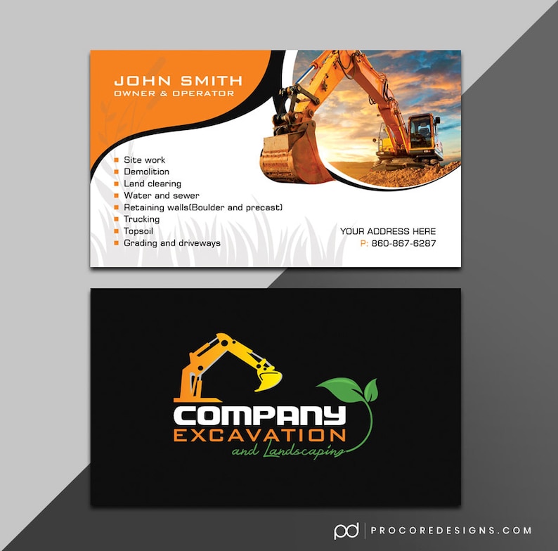 Construction Company Business Card Design, Business Card Printable ...