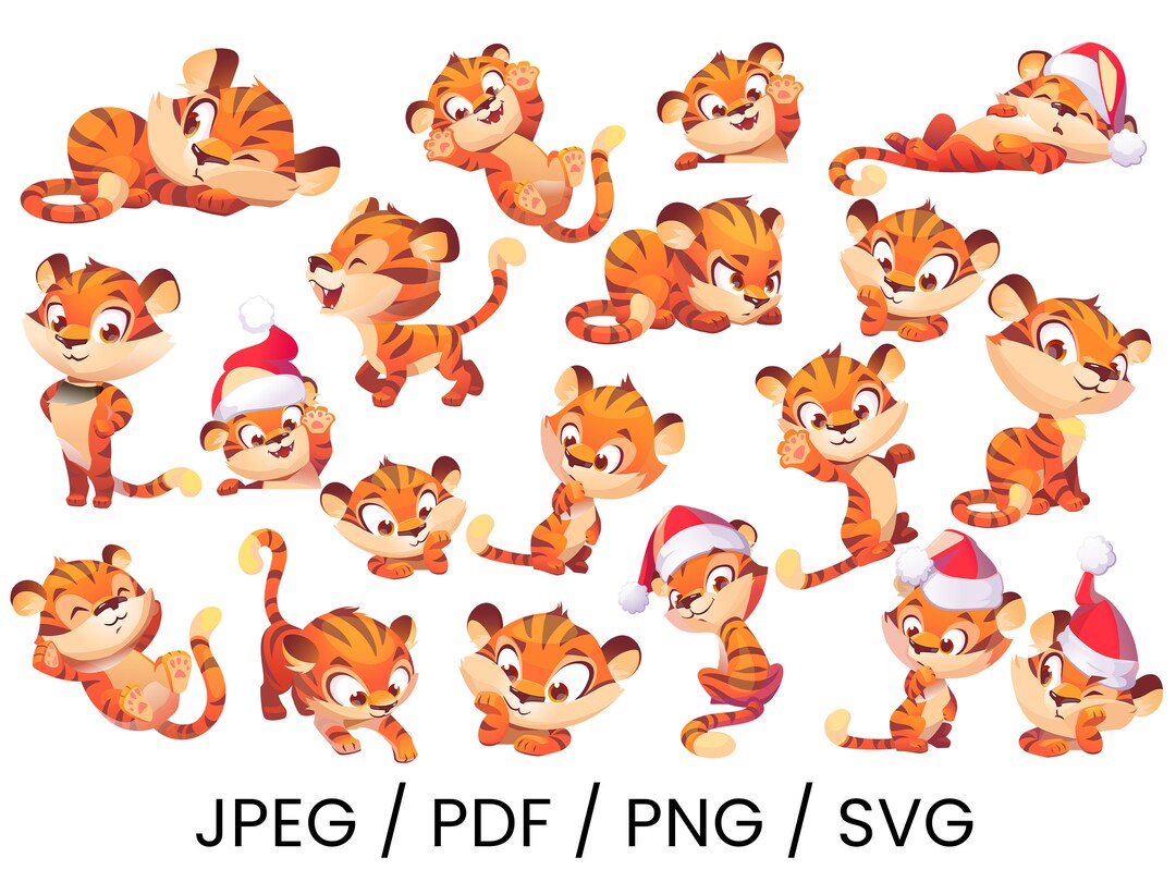Tiger CUB Svg, Png, Cute Tiger Svg, Cute Tiger Clipart, Cub Clipart ...