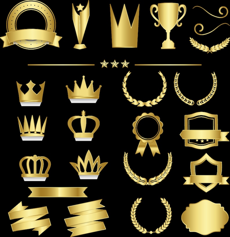 20 Golden Crown Bundle Svg Queen Crown Svg King Crown - Etsy