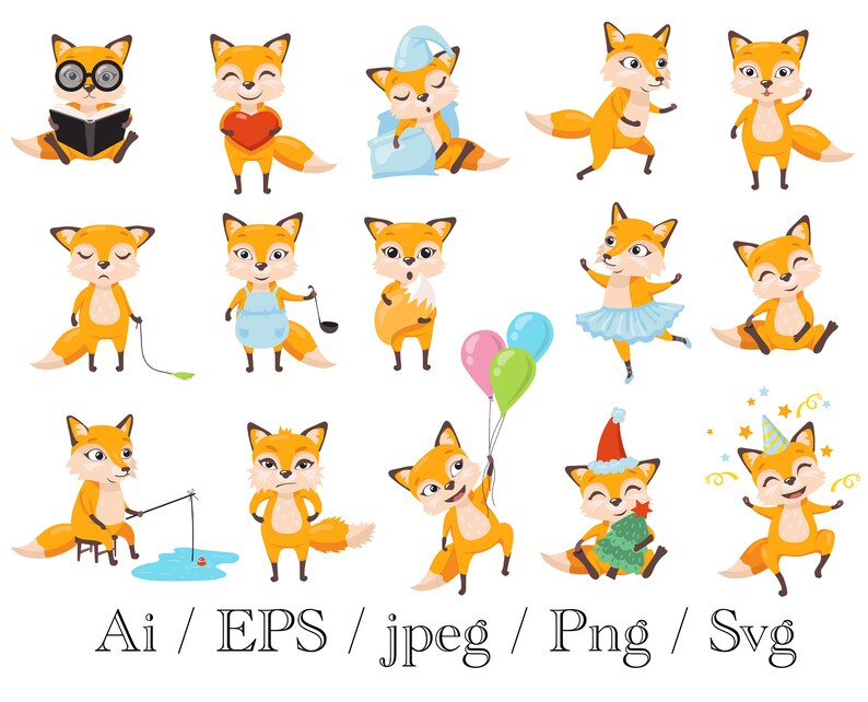 Cute Fox Clip Art SVG Fox Svg Wildlife Cute Foxfox Head - Etsy