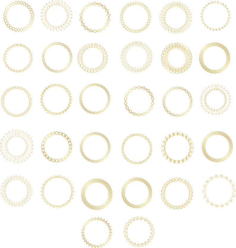 Gold Round Frames Gold Round Borders Border Frame Clipart - Etsy